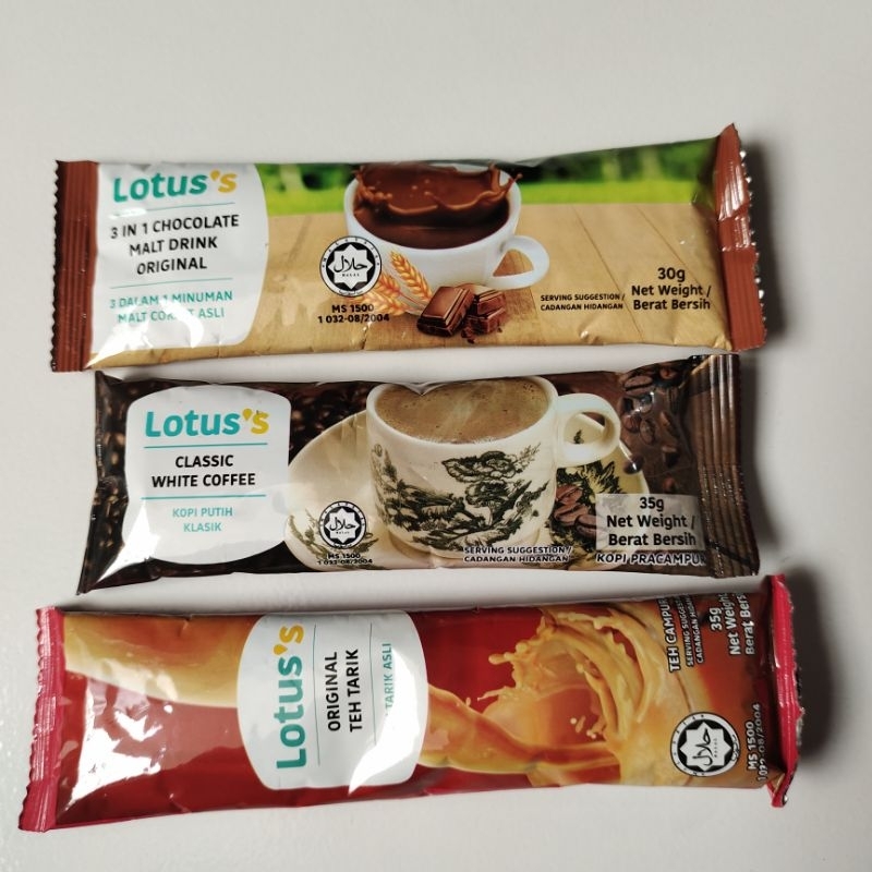 Jual Lotus's Minuman Sachet (Teh Tarik/White Coffee/Chocolate Malt ...