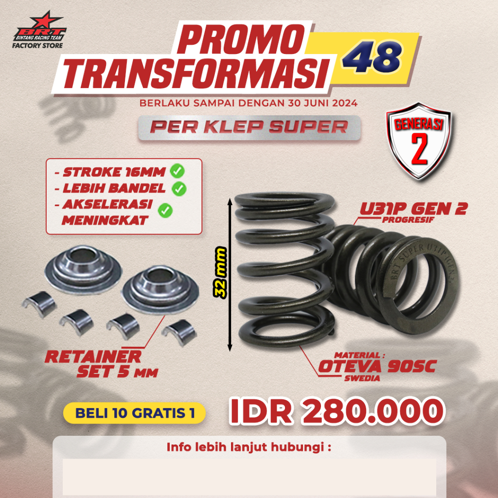 Jual PER KLEP SUPER UNIVERSAL + RETAINER SET U31 PROGRESSIVE (GEN 2) BEBEK MATIC BRT BINTANG ...