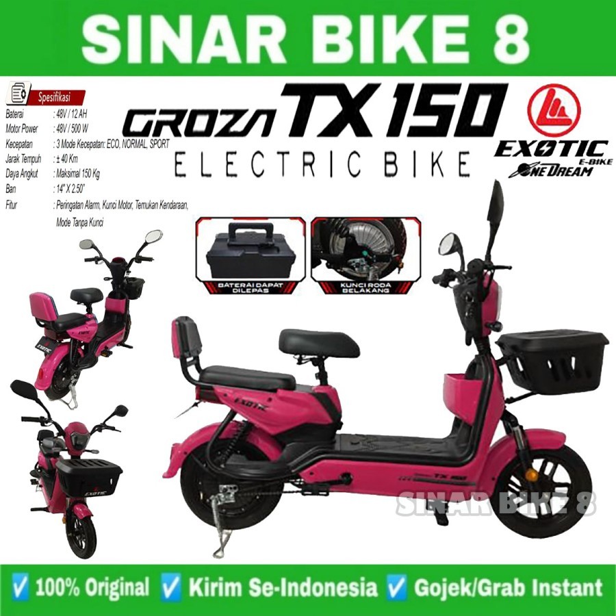 Jual Sepeda Motor Listrik EXOTIC GROZA TX 150 500 Watt Electric Bike By ...