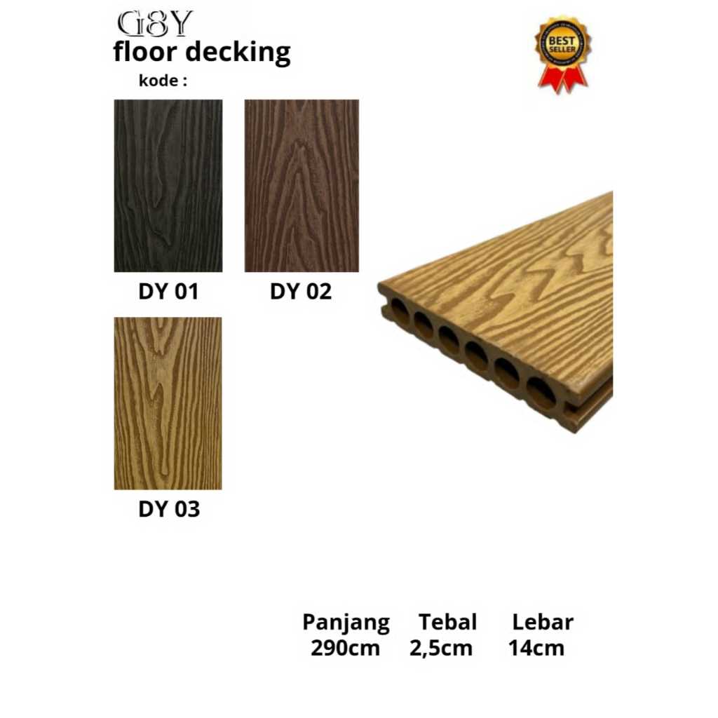 Jual FLOOR Decking WPC Outdoor Motif Kayu Panjang 2.9m/ Lantai Decking ...