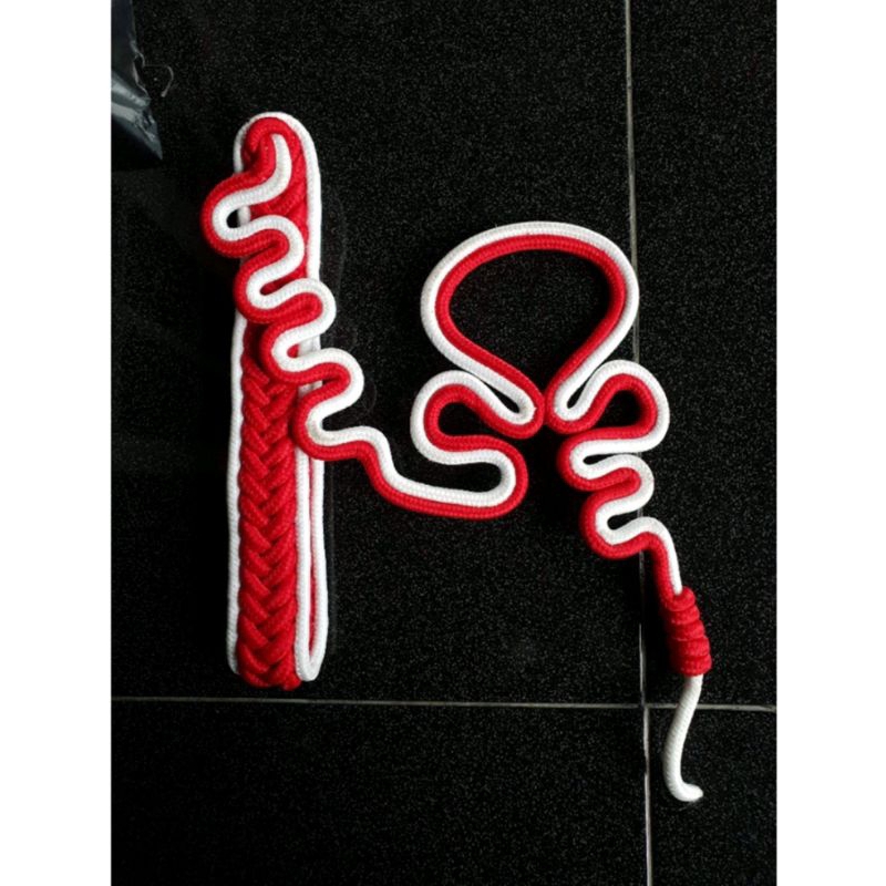 Jual Tali komando merah lis putih tali kur taruna tali pramuka 2 warna ...