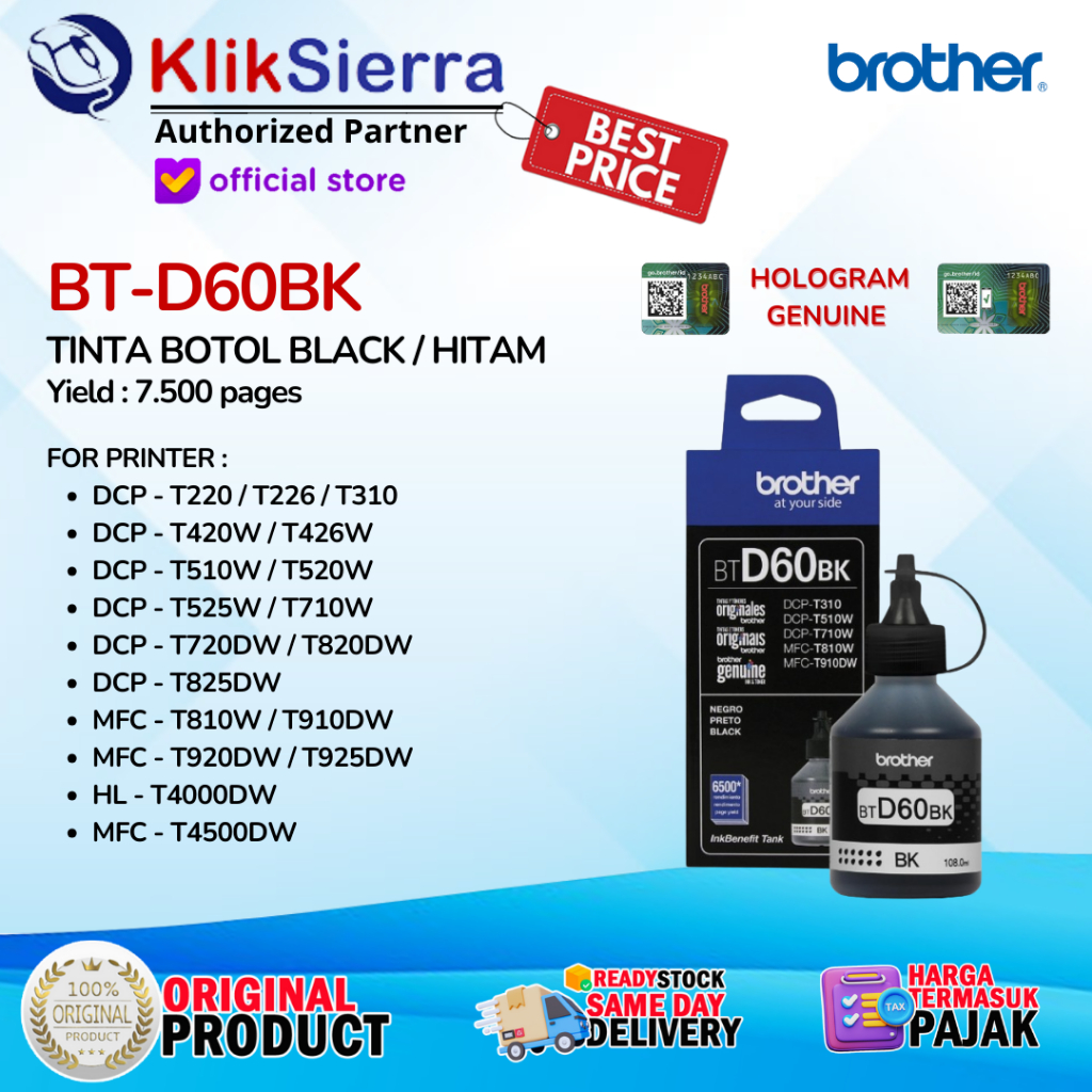 Jual BROTHER BTD60BK BT-D60BK BTD60 BT-5000 BT5000 T220 T420W T520W T720DW - 1SET.BT-D60BK ...