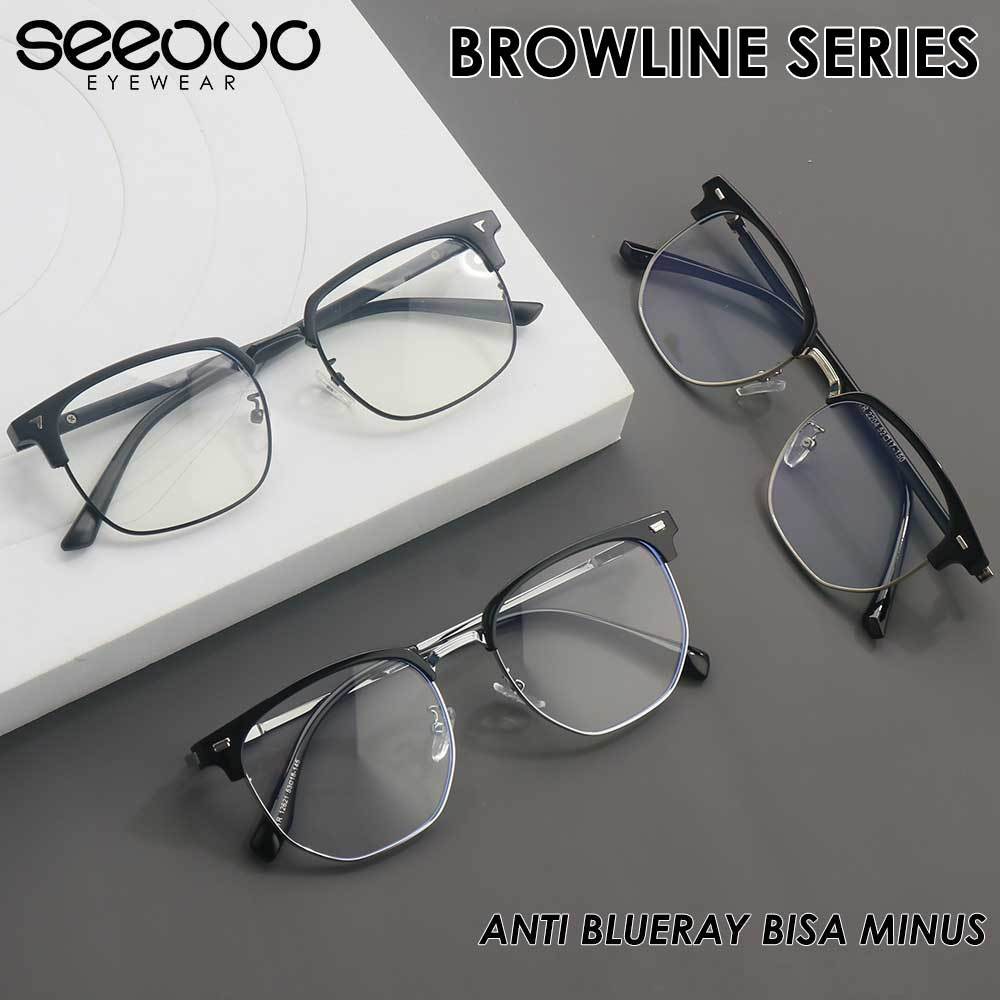 Jual Seeouo Kacamata Antiradiasi Blueray Gadget Style Browline Glasses Series TR90+Metal Half ...