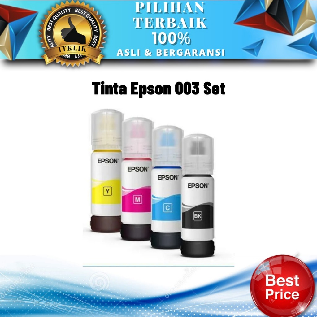 Jual Epson Tinta 003 1 set (Paket 4 warna) L1210/L3210/L1250/L3250/L5290/L5590 | Shopee Indonesia