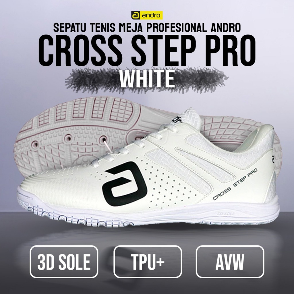 Jual Sepatu Pingpong Tenis Meja Andro Cross Step Pro White Original ...