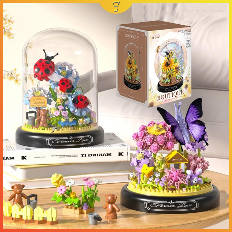 Jual DIY Block Lebah Kupu-kupu Bunga Mini Block Susun Toy Brick Flower ...