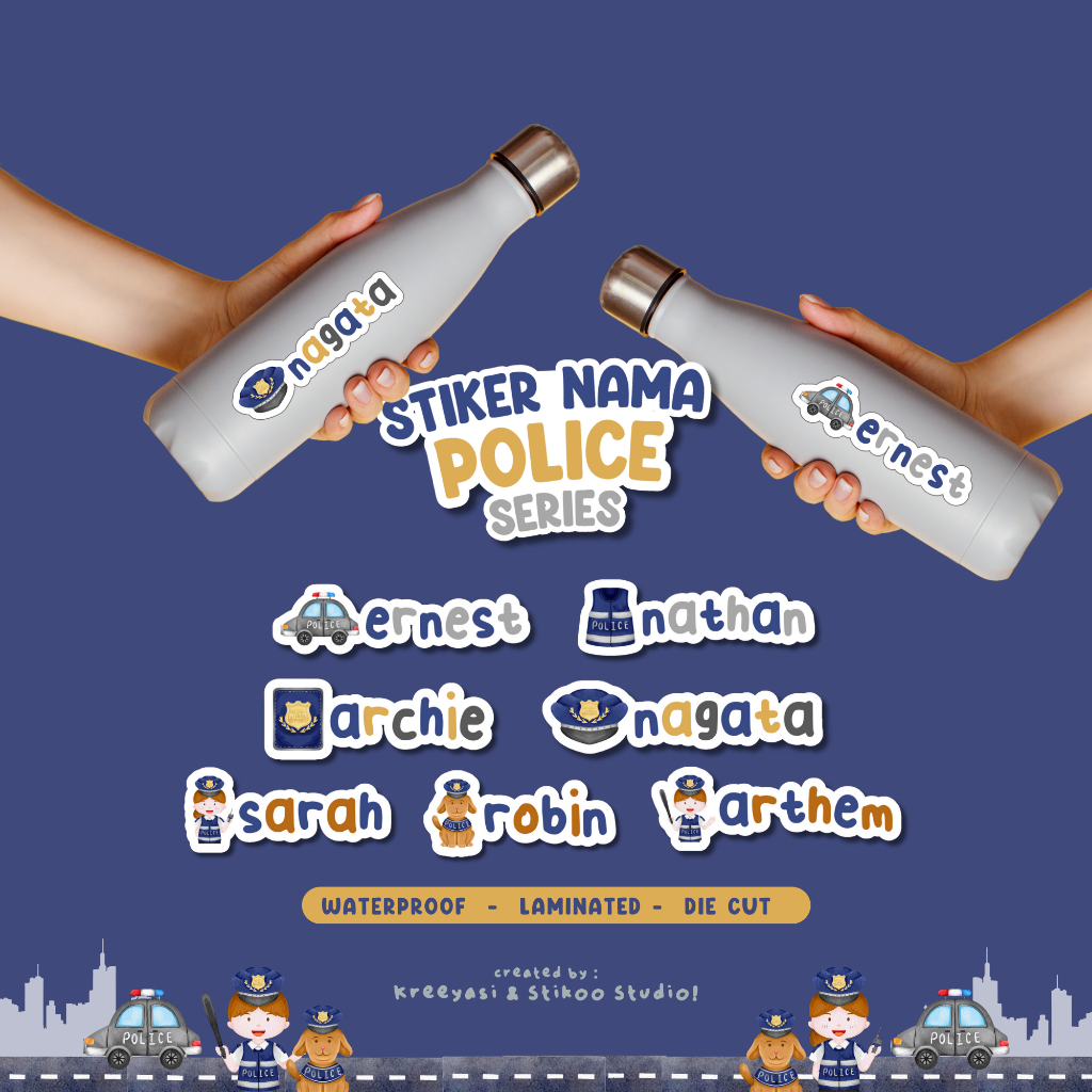 Jual Police - Stiker Label Nama Custom - Waterproof - Stiker Tumbler ...