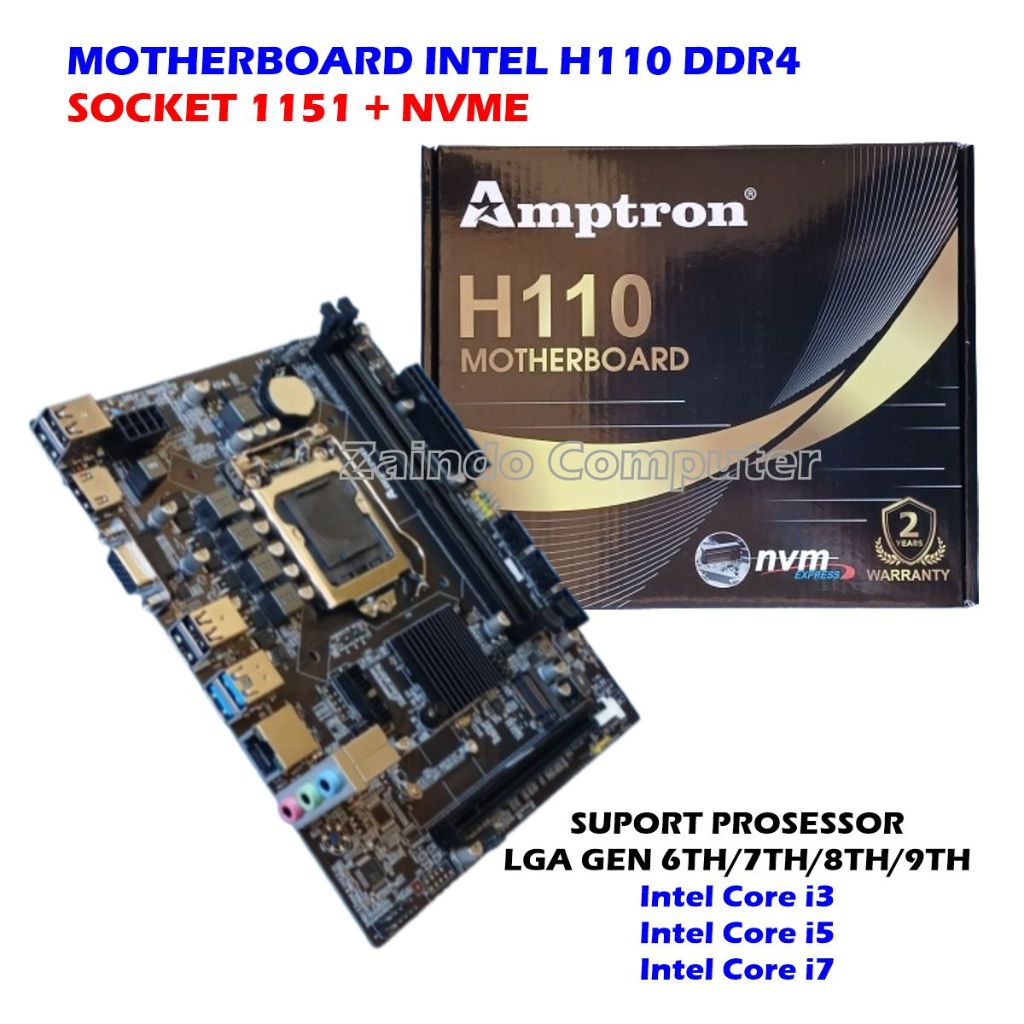 Jual MOTHERBOARD AMPTRON H110 DDR4 SOCKET 1151 INTEL 6TH/7TH MOBO ...