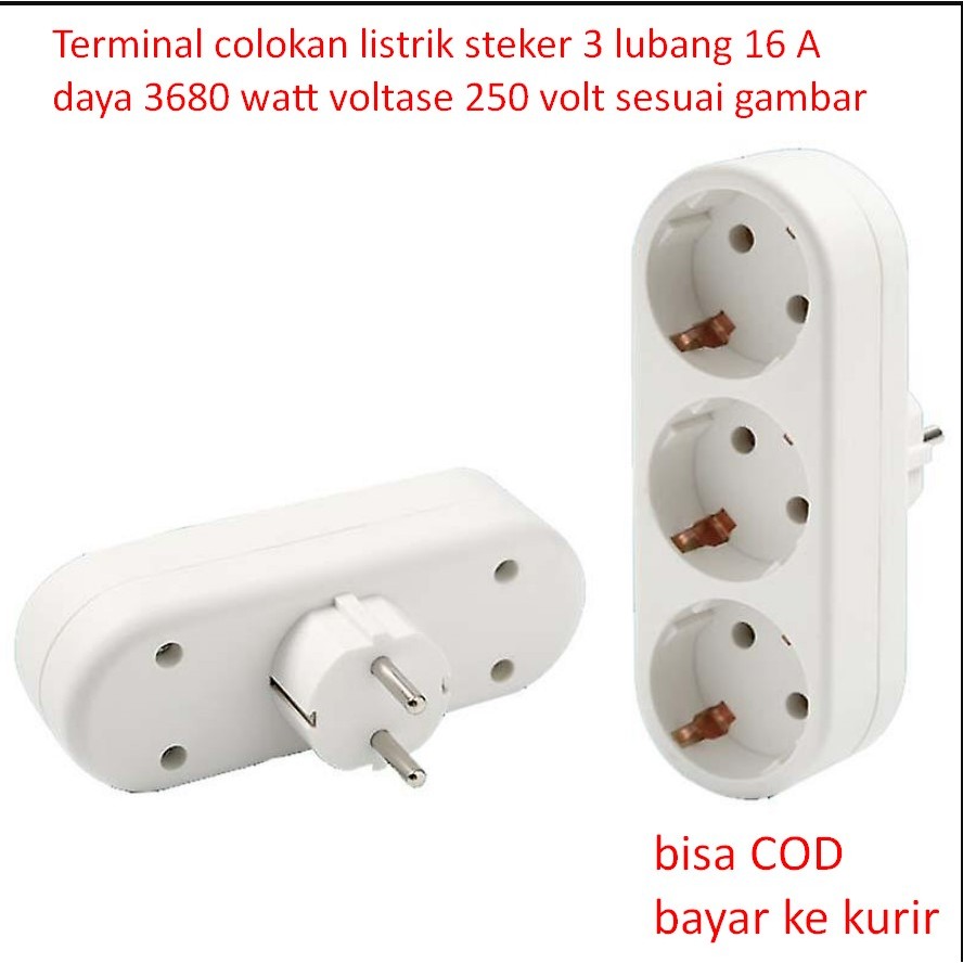 Jual Terminal colokan listrik steker 3 lubang 16 A daya 3680 watt ...