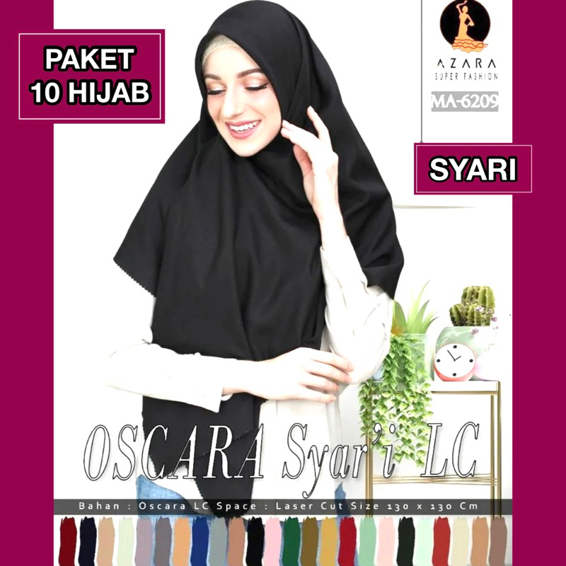 Jual 10 HIJAB OSKARA SYARI POLOS VOAL PREMIUM LC LASER CUT ORI AZARA ...