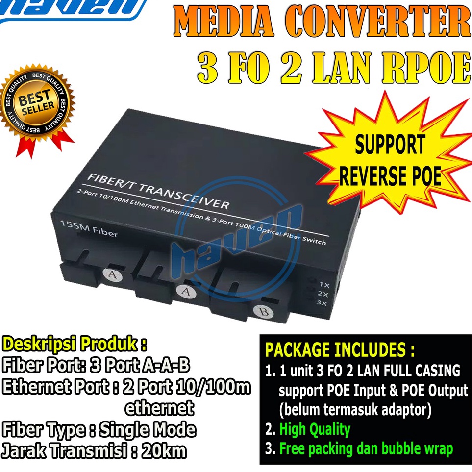 Jual Harga Promo Media Converter 3 Port FO 2 Port LAN POE Switch Fiber 3 FO 2 SC | Shopee Indonesia