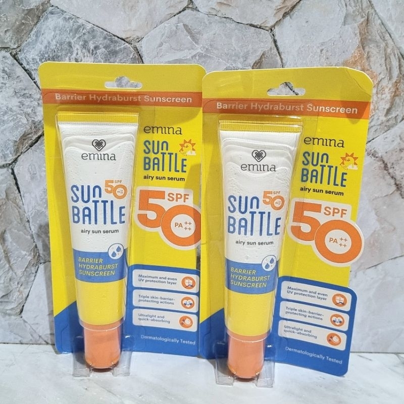 Jual Emina Sun Battle Spf 50 Pa++++ Barrier Hydraburst Sunscreen Twinpack 30ml | Shopee Indonesia