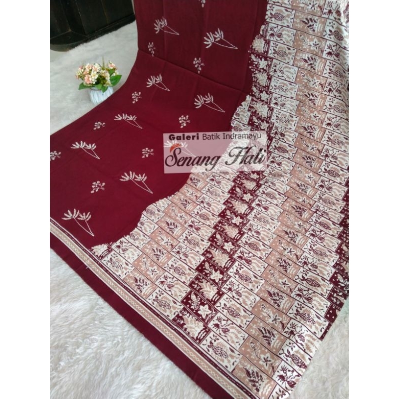 Jual Kain batik 2 dimensi warna maron coksu khas Indramayu SHB | Shopee ...
