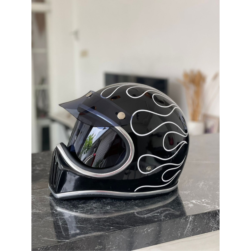 Jual Helm Cakil Custom Flame Stripe Motif Api | Shopee Indonesia