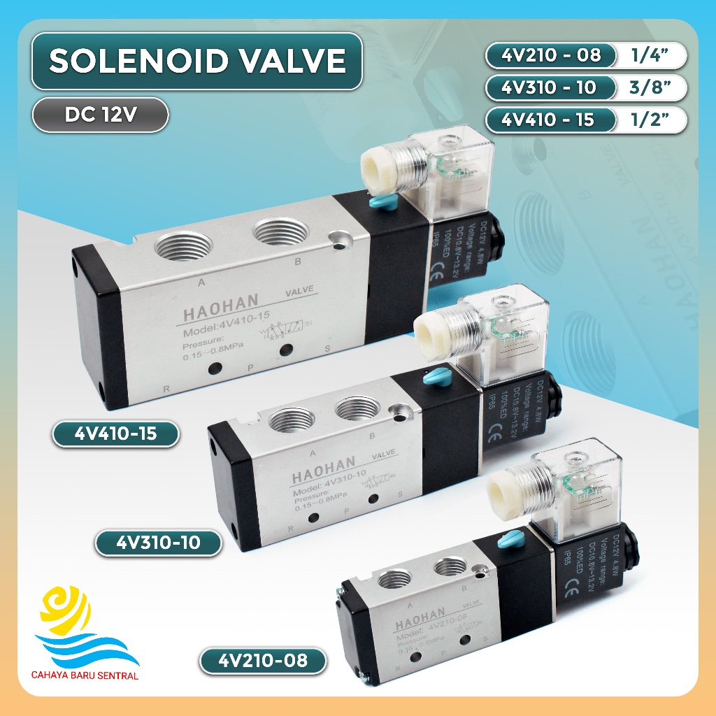 Jual Solenoid Valve Airtac 4V210-08 / Selenoid Valve 4V410-15 AC 220V ...