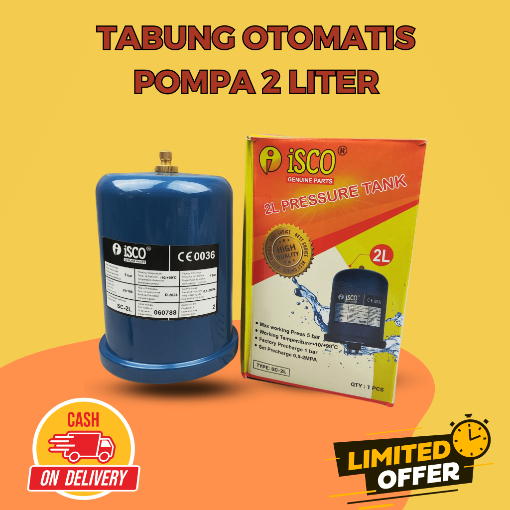 Jual TABUNG Mesin POMPA AIR 2L DRAT 1/2" MERK ISCO Besi / Pressure Tank ...