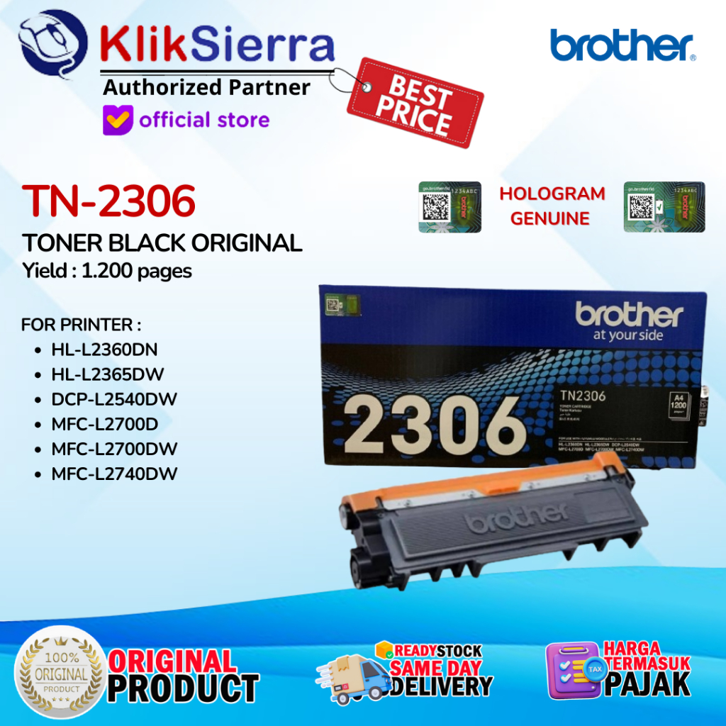 Jual BROTHER Toner TN-2306 | TN2306 Black Original | Shopee Indonesia