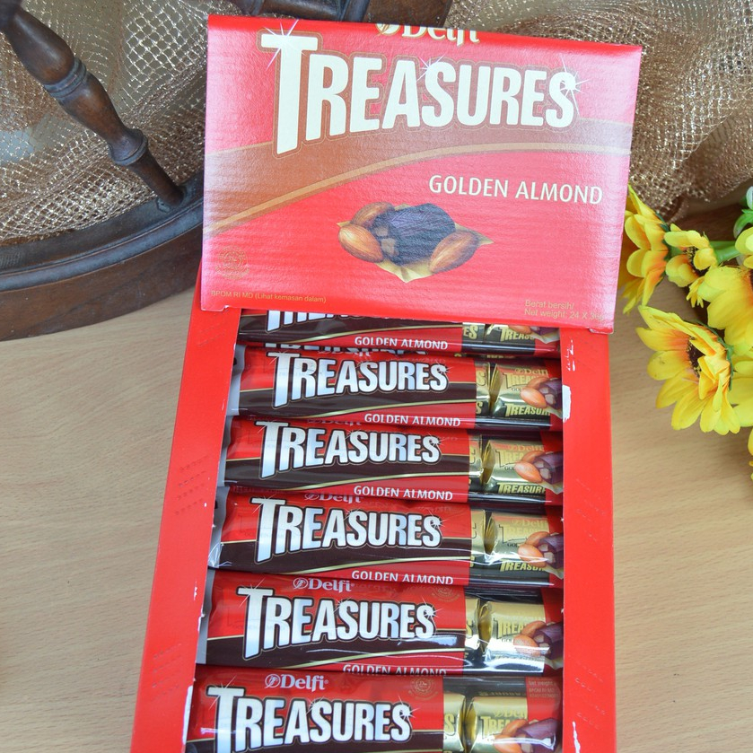 Jual Coklat Delfi Treasures Golden Almond 1Box isi 96 pcs | Shopee ...