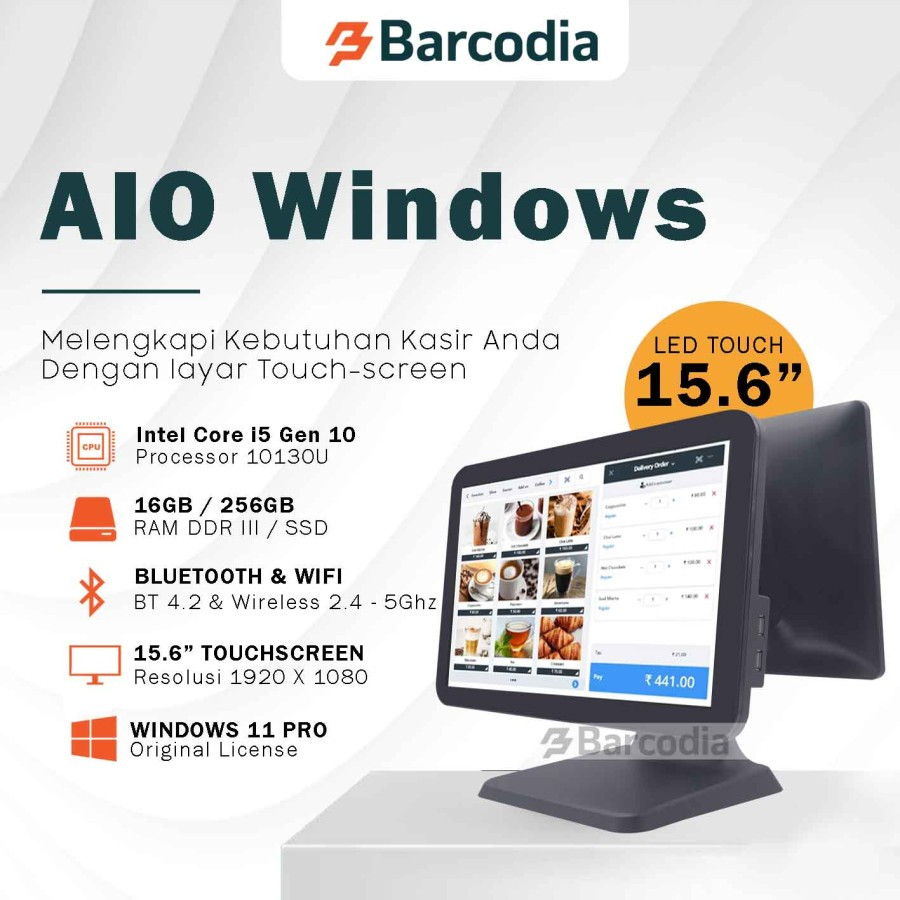 Jual BARCODIA MESIN KASIR Iware WD-X1 POS PC ALL IN ONE Dual Prime Processor Intel i5 Ram 16Gb ...