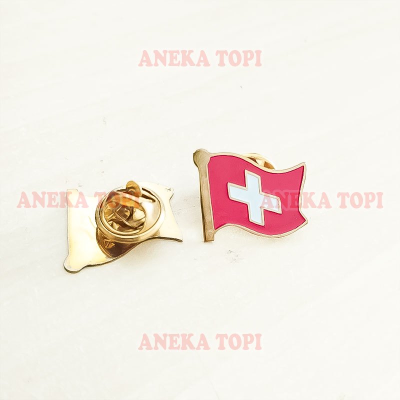 Jual Pin Bendera Negara Swiss Pin Flag Swiss Flag Pin Swiss Bahan Logam ...
