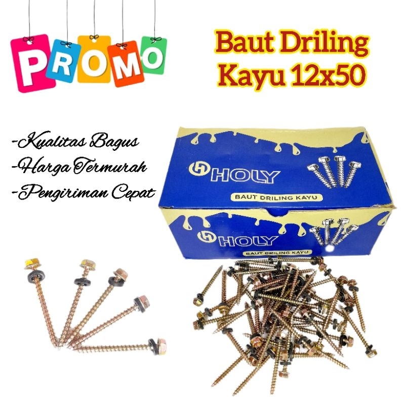 Jual Roofing driling Drilling Kayu 12x50 Baut Roofinc 12 x 50 5cm ...