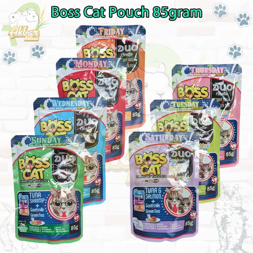 Jual Makanan kucing Boss Cat Pouch Sachet 85 gram | Bosscat wet food ...