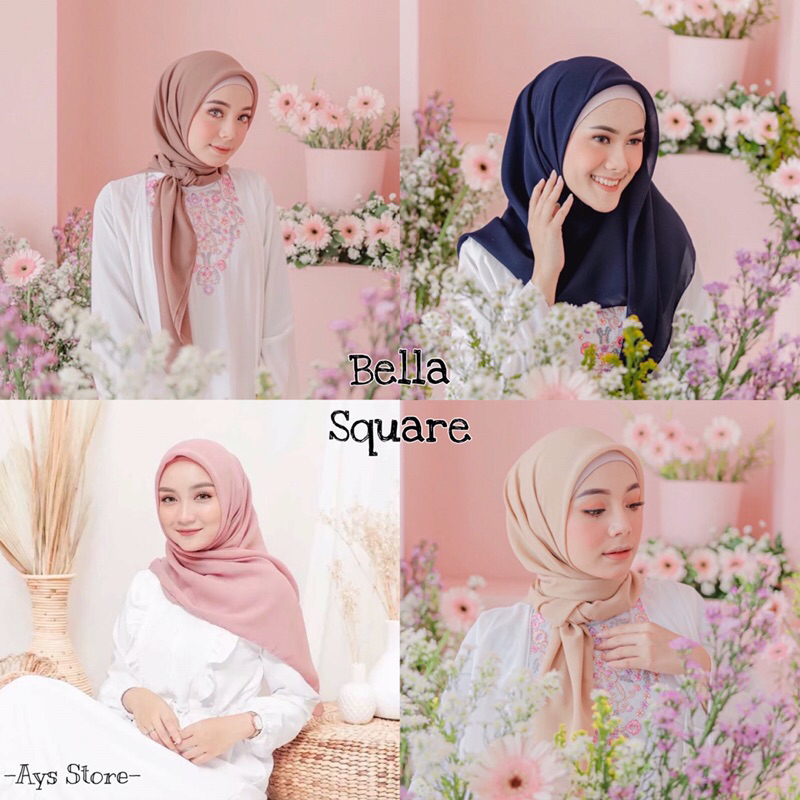 Jual Bella square bahan polycotton kerudung segi empat premium termurah hijab / jilbab | Shopee ...