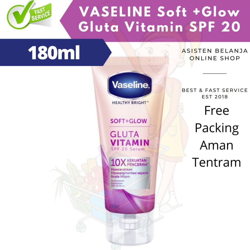 Jual Vaseline Healthy Bright Soft Glow Gluta Vitamin Body Serum Lotion Spf 20++ 100ml / 180 ml ...