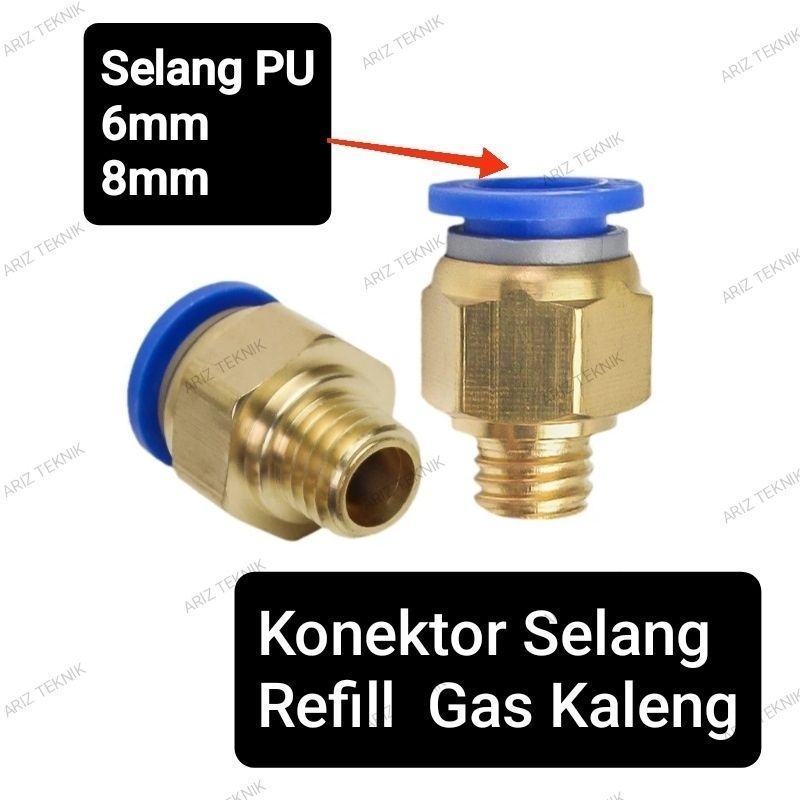 Jual Konektor Fitting Selang Refill Gas Kaleng Portable Drat Luar ...