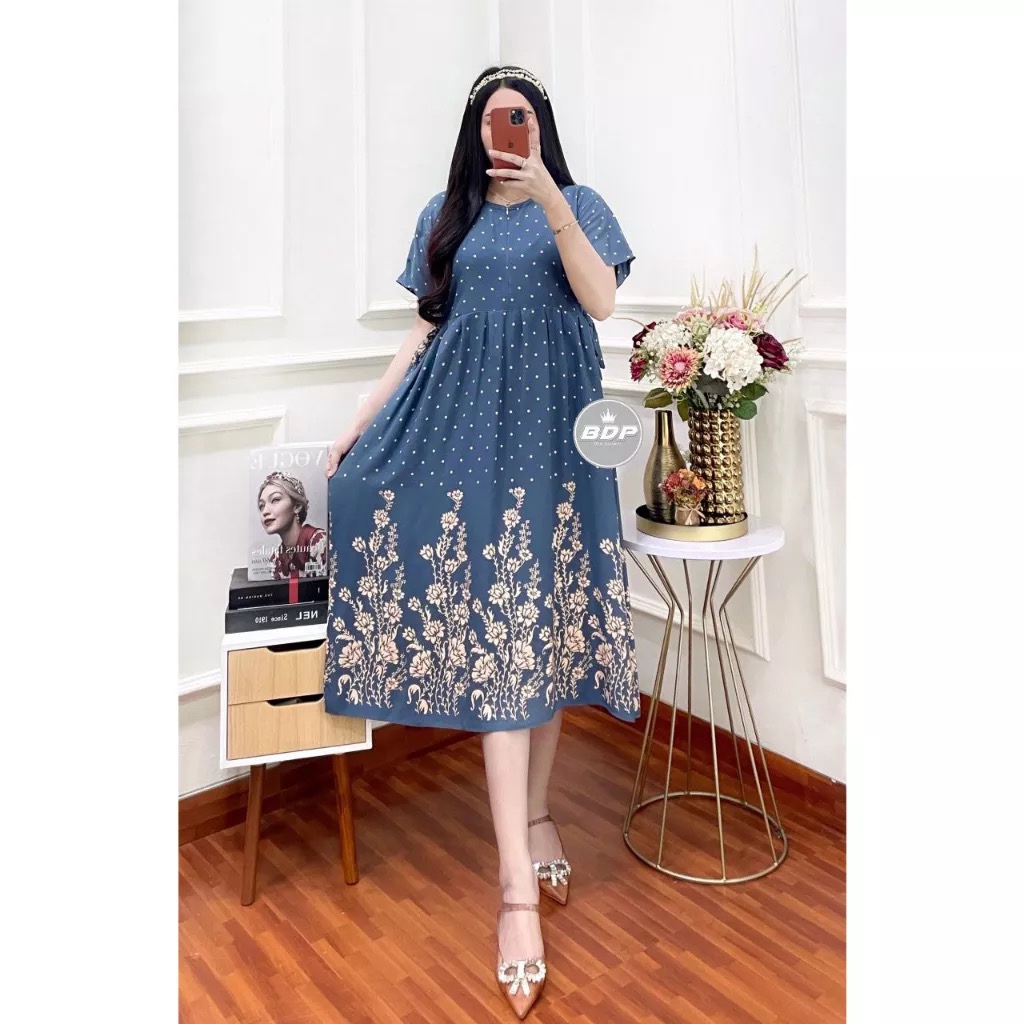 Jual Daster wanita Panjang Rayon Grade A Busui Resleting Depan | Daster chibi Terbaru | Daster ...