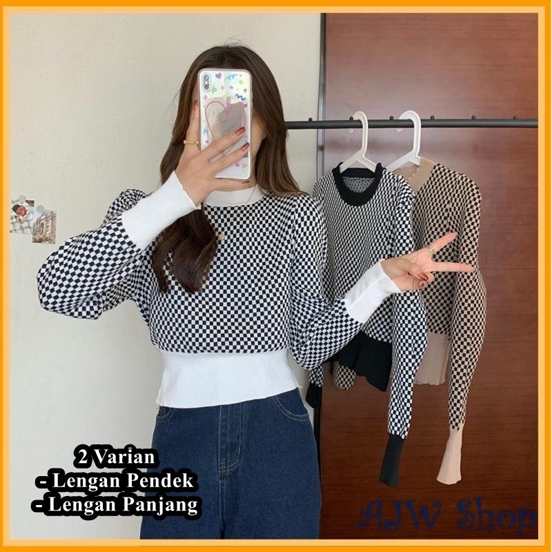 Jual AJW Atasan Wanita Korean Style Premium Rajut Import High Quality XAH | Baju Wanita Kekinian ...