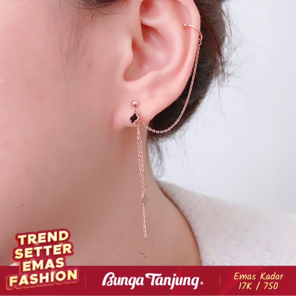 Jual ANTING CLOVER RANTAI - EMAS 17K - BUNGA TANJUNG GOLD | Shopee ...