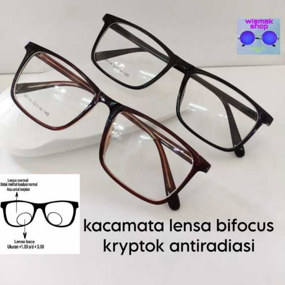 Jual Kacamata frame kotak lensa bifokus jauh dan baca | Shopee Indonesia
