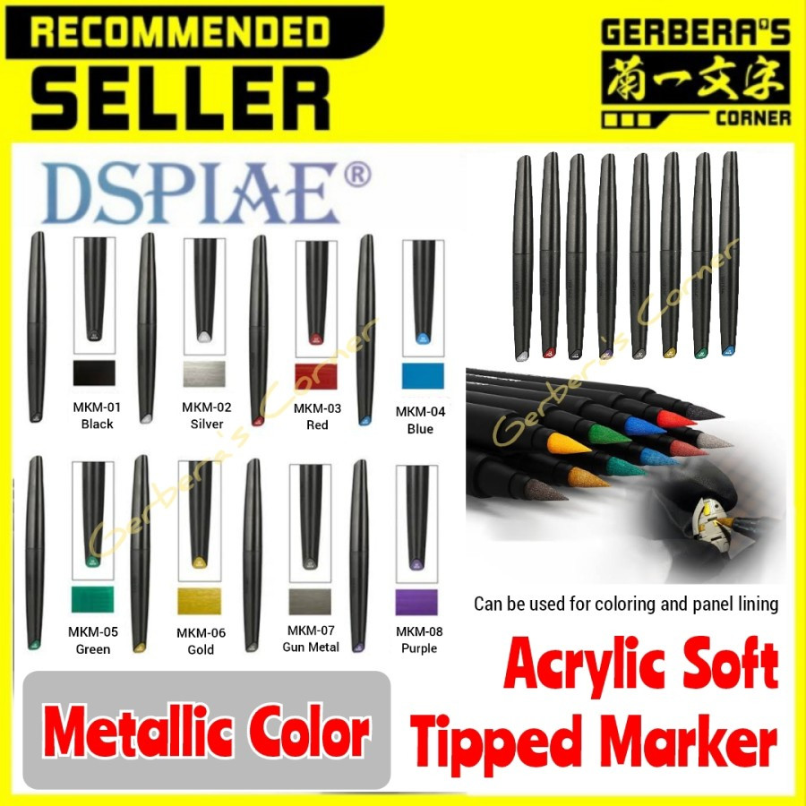 Jual DSPIAE Soft Tipped Marker Acrylic Metallic Color Panel Lining ...