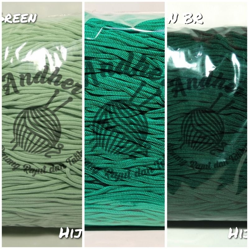 Jual Talikur warna tali kur 3mm HIJAU bahan Polyester 250 gram, 500 ...