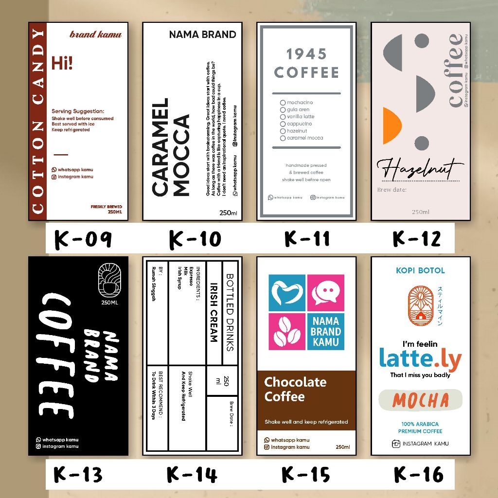 Jual 3# Stiker Label Kopi Stiker Botol Minuman coffee latte milk ...