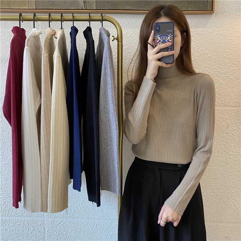 Jual Atasan rajut Turtleneck Knit Korea Lengan Panjang Atasan inner Wanita (A710) | Shopee Indonesia
