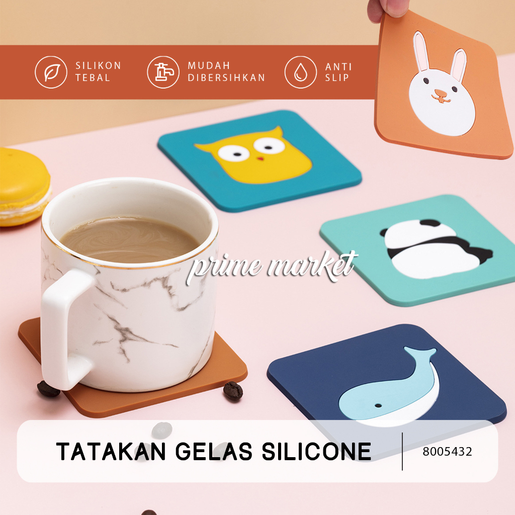 Jual Tatakan Gelas Silikon Dino Bear Rabbit Cup Coaster Mat Lapisan ...
