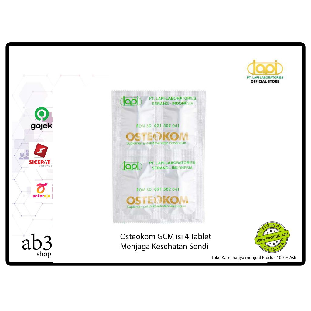 Jual OSTEOKOM GCM SUPLEMEN SENDI TRIPLE ACTION STRIP ISI 4 TABLET SENDI ...