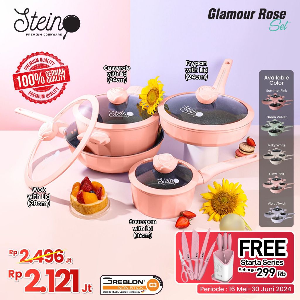 Jual - FREE STEIN PISAU STARLA - Steincookware Stein Glamour Rose Set 4 ...