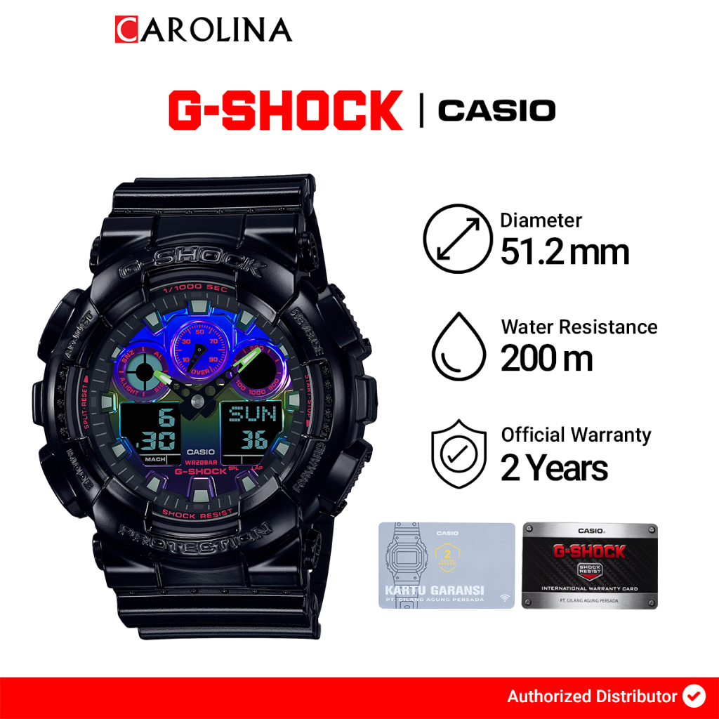 Jual Jam Tangan Pria Casio G-Shock GA-100RGB-1A Standard Digital Analog Dial Black Resin Band ...