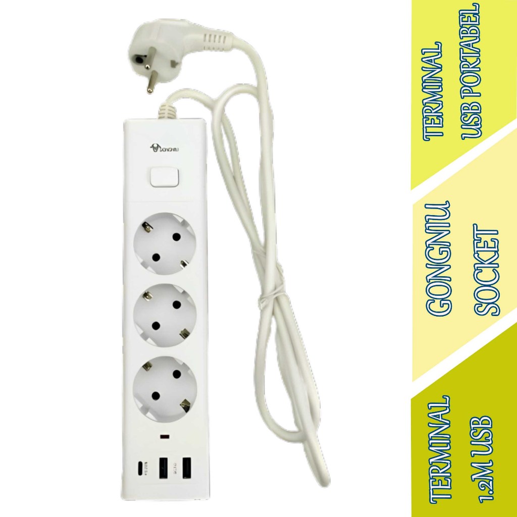 Jual Stop Kontak 3 Sekat - Gongniu - Colokan Terminal Usb Portable - 1. ...