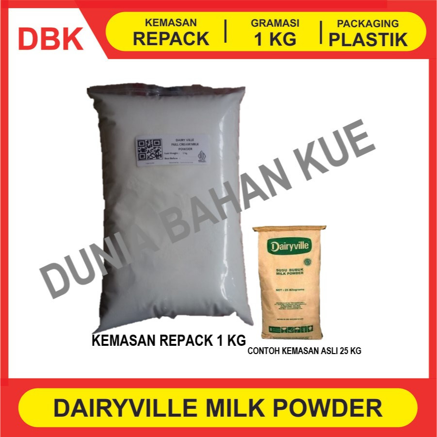 Jual SUSU BUBUK INDOMILK DAIRYVILLE / MILK POWDER REPACK 1 KG | Shopee ...