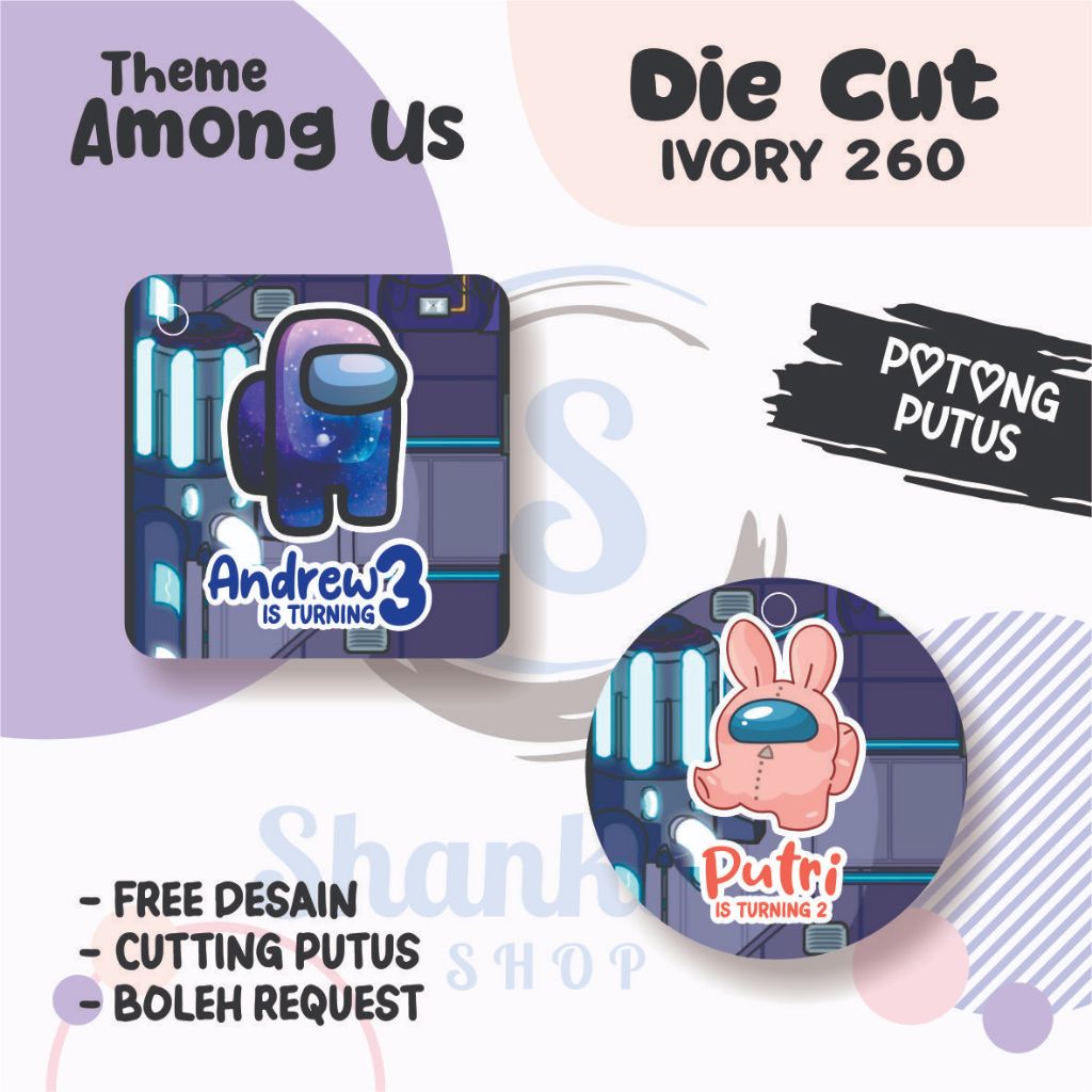 Jual Tag Bulat Kotak Ulang Tahun THEME AMONG US /Tag Label Ulang Tahun ...