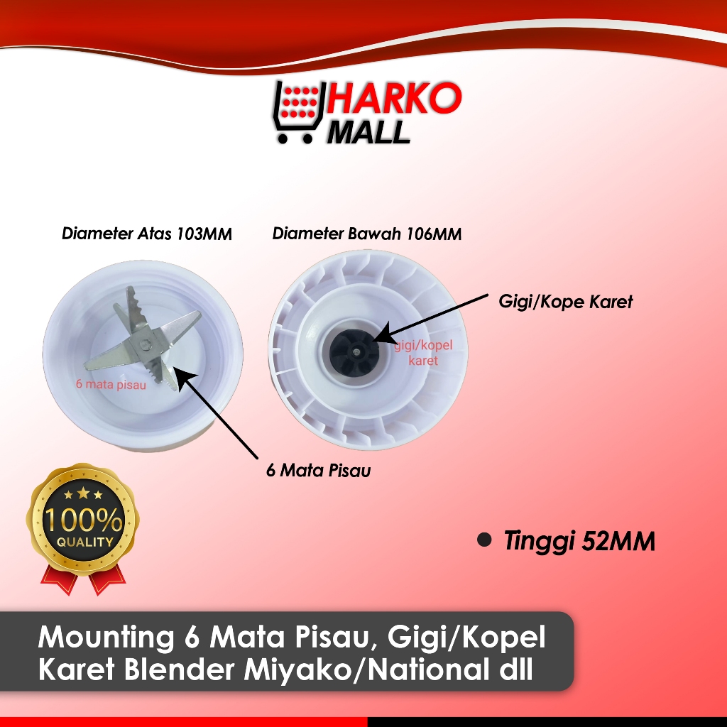 Jual Mounting Pisau Blender Universal Miyako National 6 Mata Pisau ...