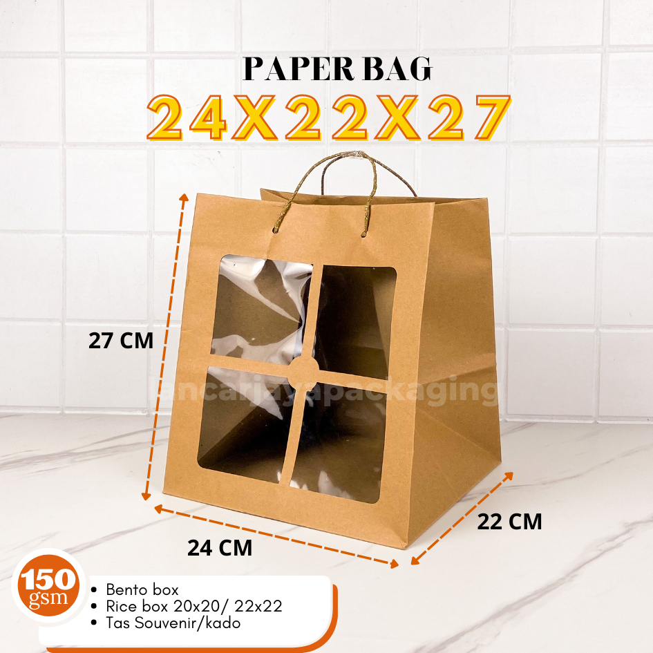 Jual Paper Bag Mika Tas Kado Kertas Kraft Coklat Kantong Jinjing ...
