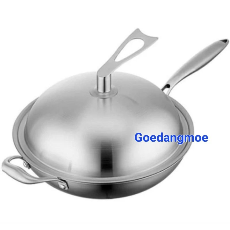 Jual PREMIUM PICASSO Wajan Stir wok stainless steel Honeycomb tutup ss Sus 304 30cm 32cm ...