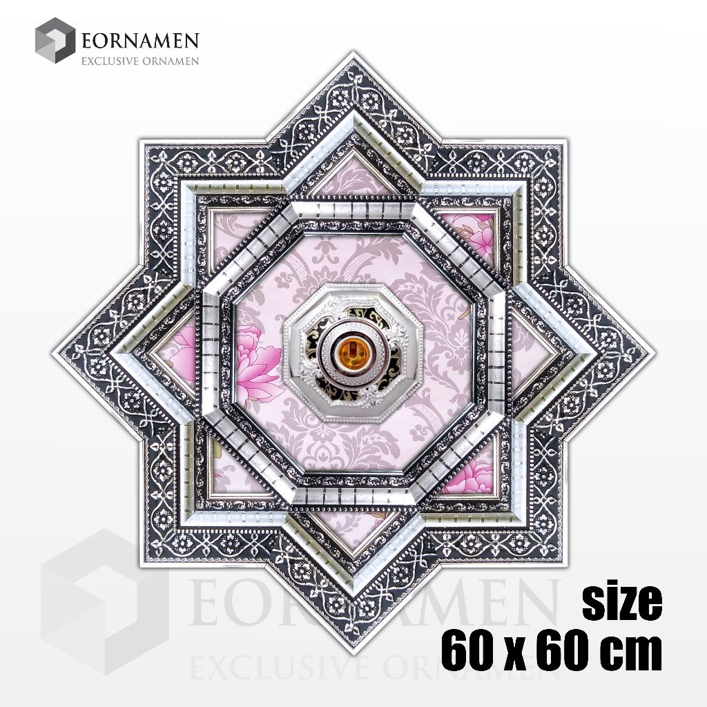 Jual Ornamen lampu plafon pvc / fitting lampu hias plafon ukuran 60 x ...