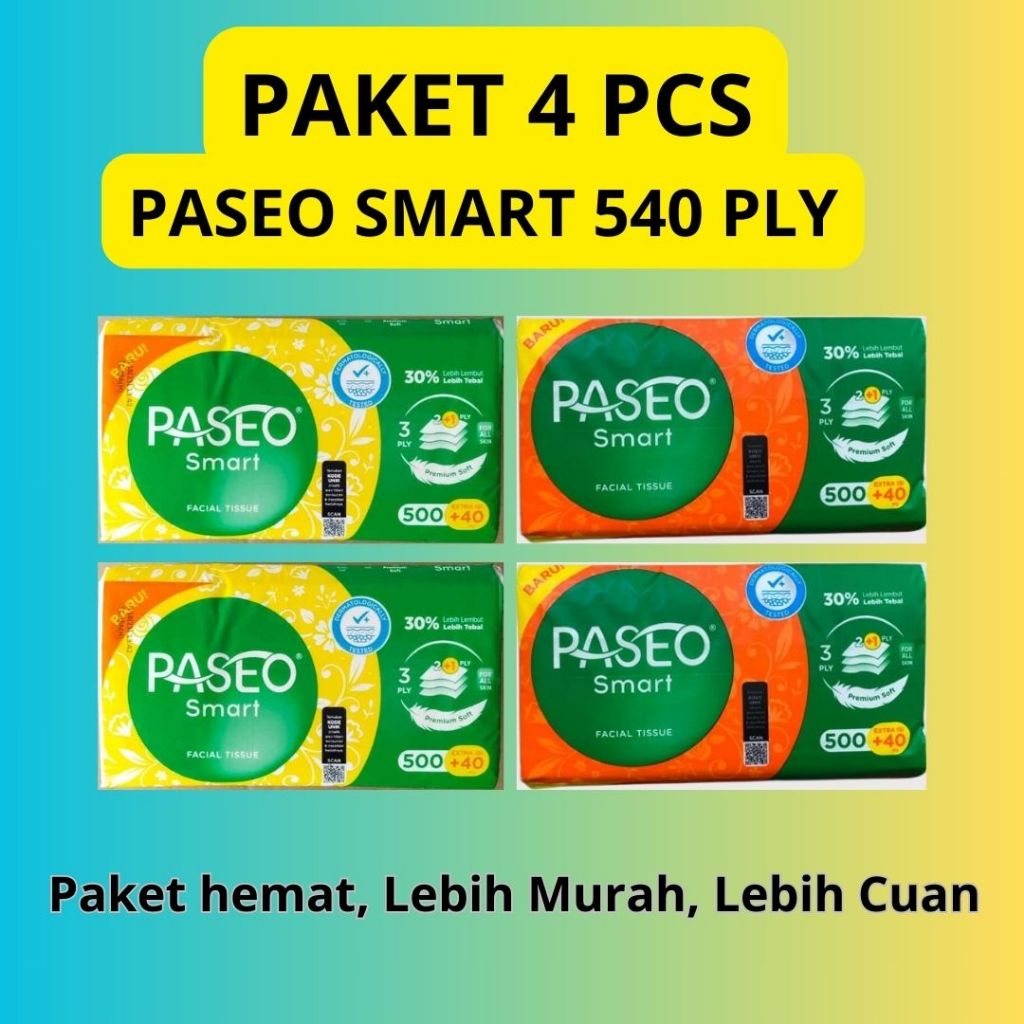 Jual PASEO PAKET 4 PCS Tissue Smart 540 Ply (500+40) 3 Ply facial Tisu ...