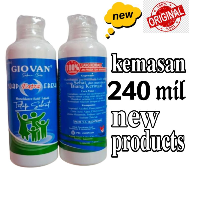 Jual kemasan baru giovan soap extra freh 240 mil. Sabun untuk biang ...